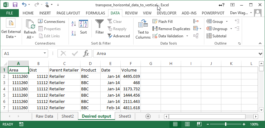 How To Transpose Horizontal Data To Vertical Data For Easy Pivot Tables 