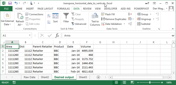 How to Transpose Horizontal Data to Vertical Data for Easy Pivot Tables ...
